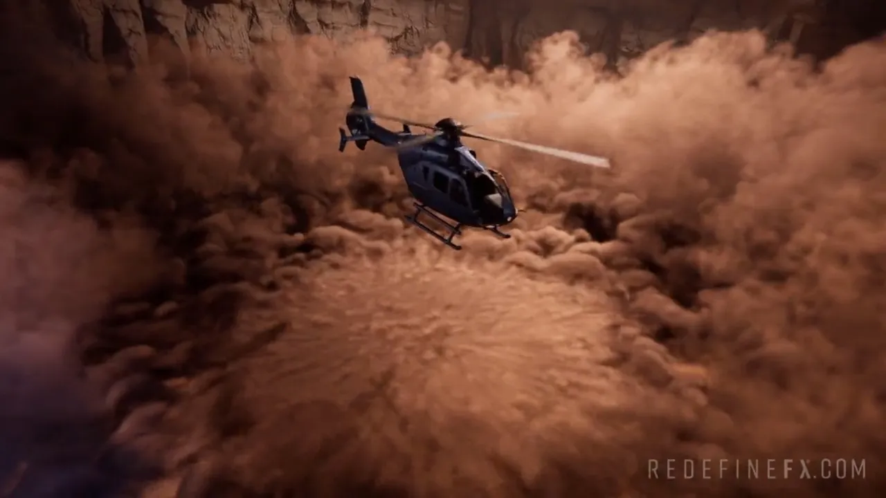 Real-Time Rotor Wash VFX Made with Niagara Fluids in Unreal Engine 5 | Hitmarker